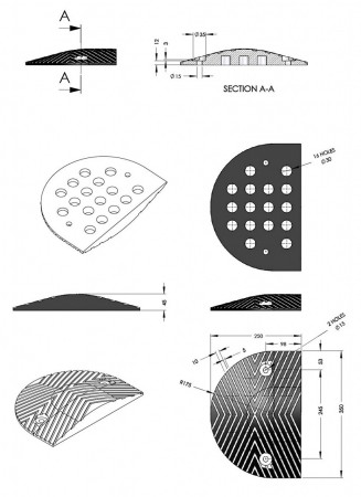Speed Hump Black Yellow End Parts dimensions.jpg :: Security & Safety